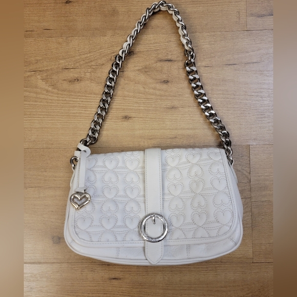 Brighton | Bags | Brighton Pearl White Leather Quilted Heart Single ...